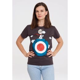 T-Shirt logoshirt "Peanuts - Snoopy", Damen, Gr. XS, grau (dunkelgrau), 100% Baumwolle, bedruckt, normal, Rundhals, Shirts T-Shirt, mit lizenziertem Print