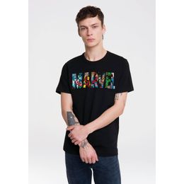 T-Shirt logoshirt "Marvel Comic Colour Logo", Damen, Gr. M, schwarz, 100% Baumwolle, bedruckt, normal, Rundhals, Shirts T-Shirt, mit coolem Print