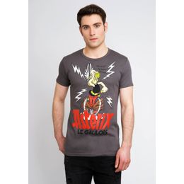 T-Shirt logoshirt "Asterix Le Gaulois", Damen, Gr. XS, grau, 100% Baumwolle, bedruckt, normal, Rundhals, Shirts T-Shirt, mit Asterix- und Zaubertrank-Print
