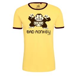 T-Shirt logoshirt "Bad Monkey", Damen, Gr. XL, gelb (gelb, braun), 100% Baumwolle, bedruckt, normal, Rundhals, Shirts T-Shirt, mit trendigem Gaming-Print