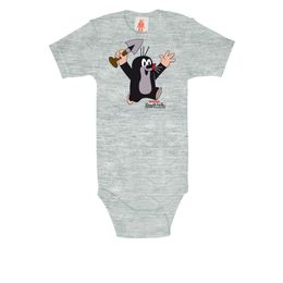 Body logoshirt "Der kleine Maulwurf", Jungen, Gr. 74/80, EURO-Gr&ouml;&szlig;en, grau (grau, meliert), 100% Baumwolle, bedruckt, meliert, kurz, Rundhals, Bodys Body, mit lizenzierten Originaldesign