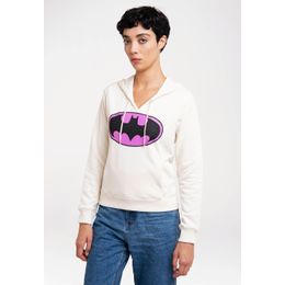 Kapuzensweatshirt logoshirt "Batman-Logo", Damen, Gr. XS, beige, 70% Baumwolle, 30% Polyester, unifarben, normal, ohne Ausschnitt, Sweatshirts, mit lizenziertem Print