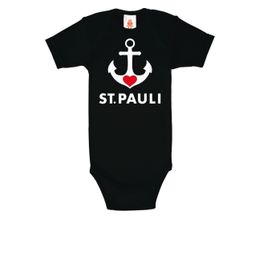 Body logoshirt, Jungen, Gr. 62/68, EURO-Gr&ouml;&szlig;en, schwarz, 100% Baumwolle, bedruckt, normal, Rundhals, Bodys Body, mit St. Pauli-Logo