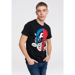 T-Shirt logoshirt "Marvel - Captain America & Red Skull", Herren, Gr. L, schwarz, 100% Baumwolle, bedruckt, normal, Rundhals, Shirts, mit Captain America-Motiv