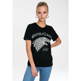 T-Shirt logoshirt "Game of Thrones", Damen, Gr. M, schwarz (schwarz, grau), 100% Baumwolle, bedruckt, mehrfarbig, normal, Rundhals, Shirts, mit lizenziertem Originaldesign