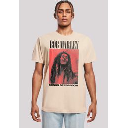 T-Shirt F4NT4STIC "Bob Marley Songs Of Freedom Reggae Music", Herren, Gr. 4XL, beige (sand), Obermaterial: 100% Baumwolle, regular fit, Rundhals, ohne Bündchen, Shirts, Premium Qualität, Musik, By Rock Off