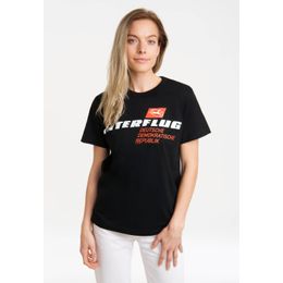 T-Shirt logoshirt "Interflug DDR", Damen, Gr. XL, schwarz, 100% Baumwolle, bedruckt, normal, Rundhals, Shirts T-Shirt, mit lizenziertem Print
