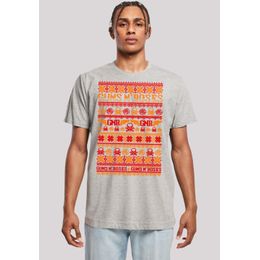 T-Shirt F4NT4STIC "Guns And Roses Christmas", Herren, Gr. 4XL, grau (erdgrau), Obermaterial: 100% Baumwolle, regular fit, Rundhals, ohne Bündchen, Shirts, Premium Qualität
