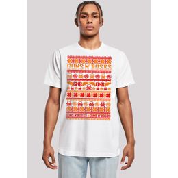 T-Shirt F4NT4STIC "Guns And Roses Christmas", Herren, Gr. 4XL, weiß, Obermaterial: 100% Baumwolle, regular fit, Rundhals, ohne Bündchen, Shirts, Premium Qualität