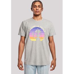 T-Shirt F4NT4STIC "Alien Peace Sunset", Herren, Gr. 5XL, grau (erdgrau), Obermaterial: 100% Baumwolle, regular fit, Rundhals, ohne Bündchen, Shirts, Premium Qualität