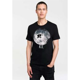 T-Shirt logoshirt "E.T. - Mond", Herren, Gr. L, schwarz, 100% Baumwolle, unifarben, normal, Rundhals, Shirts T-Shirt, mit coolem Print