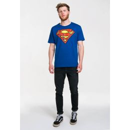 T-Shirt logoshirt "Superman", Herren, Gr. 4XL, blau, 100% Baumwolle, bedruckt, normal, Rundhals, Shirts T-Shirt, mit coolem Frontprint