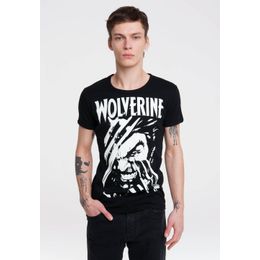 T-Shirt logoshirt "Wolverine", Jungen, Gr. S, schwarz-wei&szlig; (schwarz, wei&szlig;), 100% Baumwolle, bedruckt, mehrfarbig, normal, Rundhals, Shirts T-Shirt, mit Marvel-Print