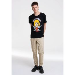 T-Shirt logoshirt "He-Man - Face", Damen, Gr. M, schwarz, 100% Baumwolle, bedruckt, normal, Rundhals, Shirts T-Shirt, mit gro&szlig;em Frontprint