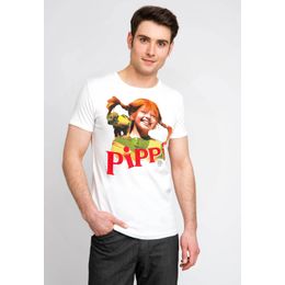 T-Shirt logoshirt "Pippi Langstrumpf", Damen, Gr. M, bunt, 100% Baumwolle, bedruckt, normal, Rundhals, Shirts T-Shirt, mit frechem Frontprint