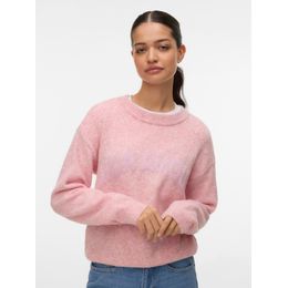 Véro Moda Strickpullover VERO MODA "VMAMOREMIO LS O-NECK PULLOVER BOO", Damen, Gr. XS, rosa (rose elegance detail:melange with pink dogwood, mon amour), Strick, Obermaterial: 84% Polyester, 9% Polyacryl, 3% Viskose, 2% Elasthan, 1% metallisierte Fasern, 1% sonstige Fasern, gemustert, meliert, regular fit, Rundhals, Rippstrickbündchen, Pullover