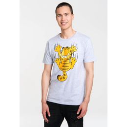 T-Shirt logoshirt "Garfield Scratches", Herren, Gr. XL, grau, 95% Baumwolle, 5% Viskose, bedruckt, meliert, normal, Rundhals, Shirts T-Shirt, mit witzigem Frontprint