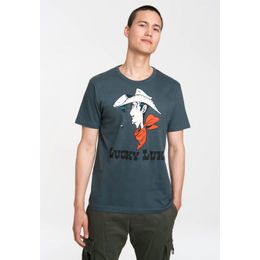 T-Shirt logoshirt "Lucky Luke Portrait", Herren, Gr. 4XL, blau, 100% Baumwolle, bedruckt, normal, Rundhals, Shirts T-Shirt, mit originellem Aufdruck