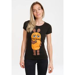 T-Shirt logoshirt "Die Sendung mit der Maus - Die Maus", Damen, Gr. S, braun (schwarz, braun), 100% Baumwolle, bedruckt, normal, Rundhals, Shirts T-Shirt, mit lizenziertem Print