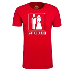 T-Shirt logoshirt "Game Over", Herren, Gr. XXL, rot, 100% Baumwolle, unifarben, normal, Rundhals, Shirts T-Shirt, mit lustigem Print