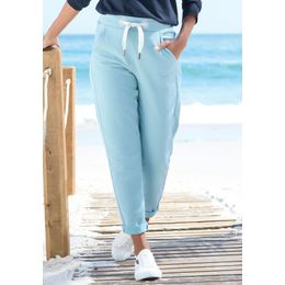 Sweathose ELBSAND "Brinja", Damen, Gr. L (40), N-Gr, aquamarine, Sweatware, Obermaterial: 95% Baumwolle, 5% Elasthan, unifarben, figurumspielend lang, Hosen, mit Taschen und breiten Kordeln, Jogginghose, lässige Passform, Topseller