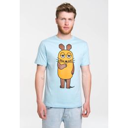 T-Shirt logoshirt "Die Sendung mit der Maus - Maus", Damen, Gr. S, blau (hellblau), 100% Baumwolle, bedruckt, normal, Rundhals, Shirts T-Shirt, mit Die Sendung mit der Maus-Print