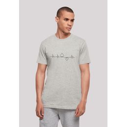 T-Shirt F4NT4STIC "Heartbeat Herz Poker", Herren, Gr. 3XL, grau (erdgrau), Obermaterial: 100% Baumwolle, regular fit, Rundhals, ohne Bündchen, Shirts, Print