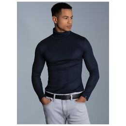 Rollkragenshirt TRIGEMA "TRIGEMA Rollkragenshirt", Herren, Gr. L, blau (navy), 95% Baumwolle, 5% Elastan, Basic, Shirts