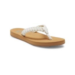 Zehentrenner Roxy "Porto", Damen, Gr. 7(37), beige (natural), Obermaterial: 90% Baumwolle, 10% Polyester / Futter: 100% TPR, Schuhe Zehentrenner