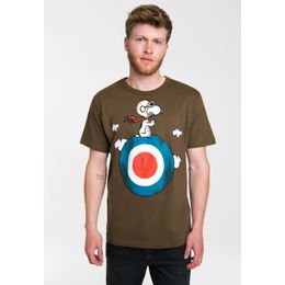 T-Shirt logoshirt "Peanuts - Snoopy Pilot", Herren, Gr. 4XL, gr&uuml;n (olivgr&uuml;n), 100% Baumwolle, bedruckt, normal, Rundhals, Shirts T-Shirt, mit lizenziertem Print