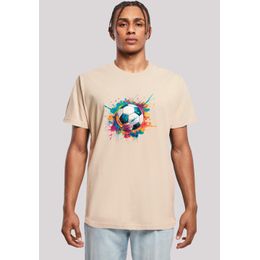 T-Shirt F4NT4STIC "Bunte Fußball Grafik", Herren, Gr. L, beige (sand), Obermaterial: 100% Baumwolle, regular fit, Rundhals, ohne Bündchen, Shirts, Premium Qualität