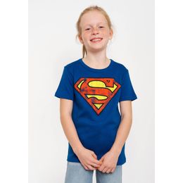 T-Shirt logoshirt "Superman", M&auml;dchen, Gr. 140/152, grau (blau), 100% Baumwolle, bedruckt, normal, Rundhals, Shirts T-Shirt, mit coolem Frontprint
