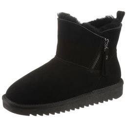 Winterboots Ara "ALASKA Short Zip", Damen, Gr. 39, schwarz (schwarz short zip), Lammfell, Veloursleder, unifarben, Schuhe, Stiefel aus echtem Lammfell mit Reißverschluss, G-Weite (weit), Topseller