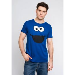 T-Shirt logoshirt "Kr&uuml;mmelmonster", Herren, Gr. S, blau, 100% Baumwolle, bedruckt, normal, Rundhals, Shirts T-Shirt, mit niedlichem Print