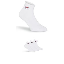 Kurzsocken Fila "UNISEX QUARTER PLAIN SOCKS", Damen, Gr. 35-38, weiß, Baumwollmischung, unifarben, normal, Socken, mit eingestrickem Logo
