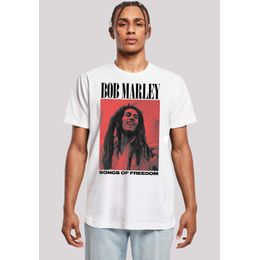 T-Shirt F4NT4STIC "Bob Marley Songs Of Freedom Reggae Music", Herren, Gr. 4XL, weiß, Obermaterial: 100% Baumwolle, regular fit, Rundhals, ohne Bündchen, Shirts, Premium Qualität, Musik, By Rock Off