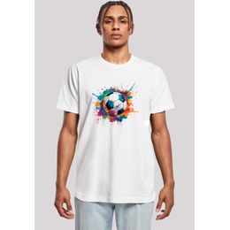 T-Shirt F4NT4STIC "Bunte Fußball Grafik", Herren, Gr. L, weiß, Obermaterial: 100% Baumwolle, regular fit, Rundhals, ohne Bündchen, Shirts, Premium Qualität