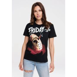T-Shirt logoshirt "Friday the 13th", Damen, Gr. S, schwarz, 100% Baumwolle, bedruckt, normal, Rundhals, Shirts T-Shirt, mit lizenziertem Print