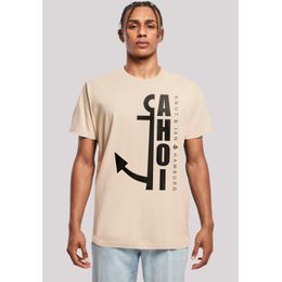 T-Shirt F4NT4STIC "Ahoi Anker Crop Knut & Jan Hamburg", Herren, Gr. L, beige (sand), Obermaterial: 100% Baumwolle, regular fit, Rundhals, ohne Bündchen, Shirts, Print