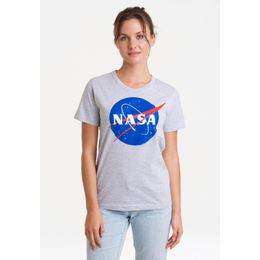 T-Shirt logoshirt "Nasa", Damen, Gr. S, grau (grau, meliert), 95% Baumwolle, 5% Viskose, bedruckt, meliert, normal, Rundhals, Shirts T-Shirt, mit lizenziertem Print