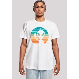 T-Shirt F4NT4STIC "Alien Piece Sonnenuntergang", Herren, Gr. L, weiß, Obermaterial: 100% Baumwolle, regular fit, Rundhals, ohne Bündchen, Shirts, Premium Qualität