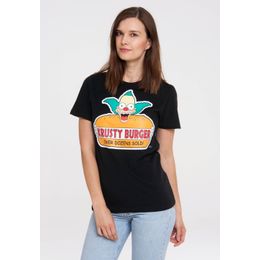T-Shirt logoshirt "Simpsons - Krusty, der Clown", Damen, Gr. S, schwarz, 100% Baumwolle, unifarben, normal, Rundhals, Shirts T-Shirt, mit lizenziertem Print