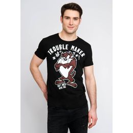T-Shirt logoshirt "Looney Tunes - Taz - Trouble Maker", Herren, Gr. L, schwarz, 100% Baumwolle, bedruckt, normal, Rundhals, Shirts, mit tollem Taz-Print