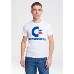 T-Shirt logoshirt "Commodore C64 Logo", Herren, Gr. M, wei&szlig;, 100% Baumwolle, bedruckt, normal, Rundhals, Shirts T-Shirt, mit Commodore-Logo