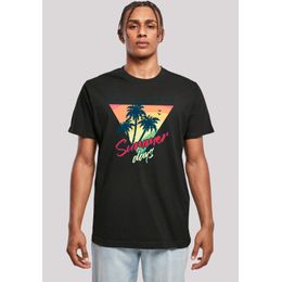 T-Shirt F4NT4STIC "California Palmen Retro", Herren, Gr. L, schwarz, Obermaterial: 100% Baumwolle, regular fit, Rundhals, ohne Bündchen, Shirts, Premium Qualität