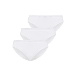 Minislip YSABEL MORA "BASIC COLLECTION COTTON WITH LACE", Damen, Gr. L, weiß, Obermaterial: 95% Baumwolle, 5% Elasthan, unifarben, Unterhosen, mit feiner Spitze versehen