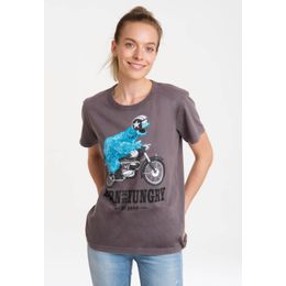 T-Shirt logoshirt "Sesamstrasse - Kr&uuml;melmonster Motorrad", Damen, Gr. XL, grau, 100% Baumwolle, bedruckt, normal, Rundhals, Shirts T-Shirt, mit lizenziertem Print