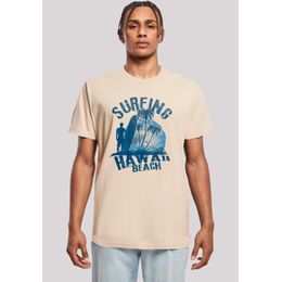 T-Shirt F4NT4STIC "Hawaii Surf Beach Summer", Herren, Gr. L, beige (sand), Obermaterial: 100% Baumwolle, regular fit, Rundhals, ohne Bündchen, Shirts, Premium Qualität