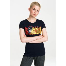 T-Shirt logoshirt "Batgirl", Damen, Gr. S, blau (dunkelblau), 100% Baumwolle, bedruckt, normal, Rundhals, Shirts T-Shirt, mit coolem Frontdruck