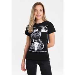 T-Shirt logoshirt "Sesamstrasse - Kr&uuml;melmonster Pate", Damen, Gr. L, schwarz, 100% Baumwolle, bedruckt, lang, Rundhals, Shirts T-Shirt, mit lizenziertem Print